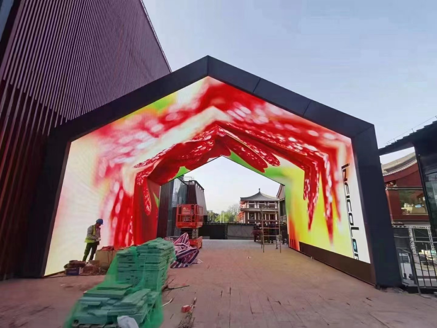 The outdoor space was transformed into a dreamy LED space, sweeping the ...